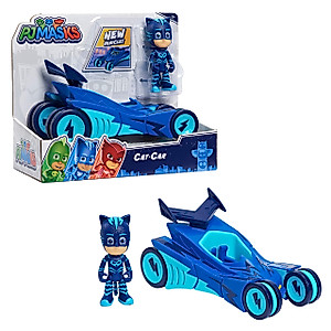 PJ Masks Catboy & Cat-Car, 2-Piece Articulated Action Figure and Vehicle Set, Blue, Kids Toys for Ages 3 Up by Just Play