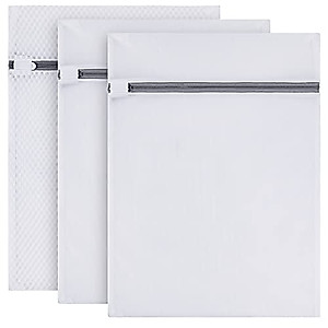 MecTo 3 Pack, Honeycomb Mesh Laundry Bags with Zipper, Delicates Laundry Bag for Washing Machine, Reusable Mesh Wash Bags for Lingerie Blouse Socks Sweaters Shoes (12 x 16 Inches)