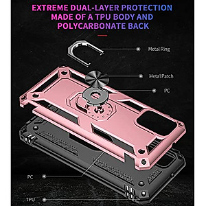 Yiakeng Samsung A03S Case, Galaxy A03S Case with HD Screen Protector, Military Grade Protective Cases with Ring for Samsung Galaxy A03S (Rose Gold)