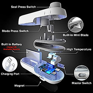TYHJOY Mini Bag Sealer, 2 in 1 Chip Bag Sealer For Snacks, Rechargeable Handheld Plastic Bag Resealer, Mini Sealing Machine for Keep Food Chips Cookies Fresh - White