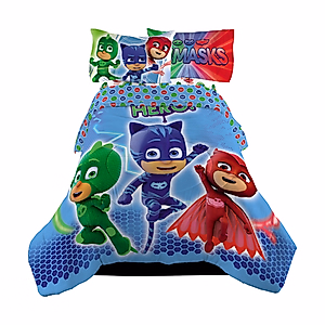 PJ Masks 4 Piece Twin Size Bedding Set Includes 3pc Twin Sheet Set and Twin/F Comforter