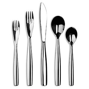 Ginkgo International Charlie 42-Piece Stainless Steel Flatware Place Setting, Service for 8 Plus 2-Piece Hostess Set