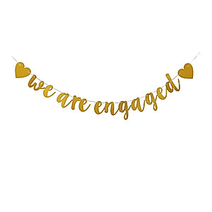 Gold We are Engaged Banner Sign for Bridal Shower/Engagement/Wedding/Bachelorette Party Supplies