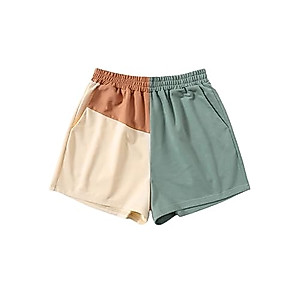 SOLY HUX Women's Casual Elastic Shorts Running High Waisted Color Block Sweat Shorts with Pockets Multicoloured S
