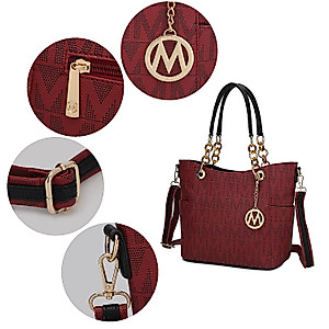 MKF Collection Shoulder Bag for Women, PU Leather Pocketbook Top-Handle Crossbody Purse Tote Satchel Handbag Grey by Mia k