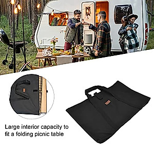 Watris Veiyi Black Folding Tables Storage Bags, Sponge Interlayer Waterproof Oxford Cloth Outdoor Multifunctional Carrying Bag for Picnic