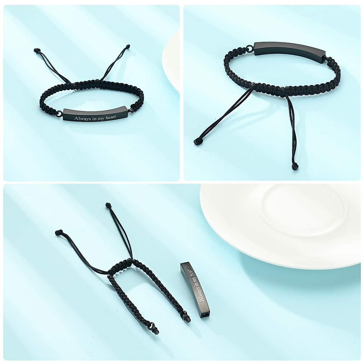 mingkejw Cremation Jewelry Urn Bracelet for Ashes Adjustable Stainless Steel Memorial Bangle Bracelet Keepsake Jewelry for Women Men-Always in My Heart