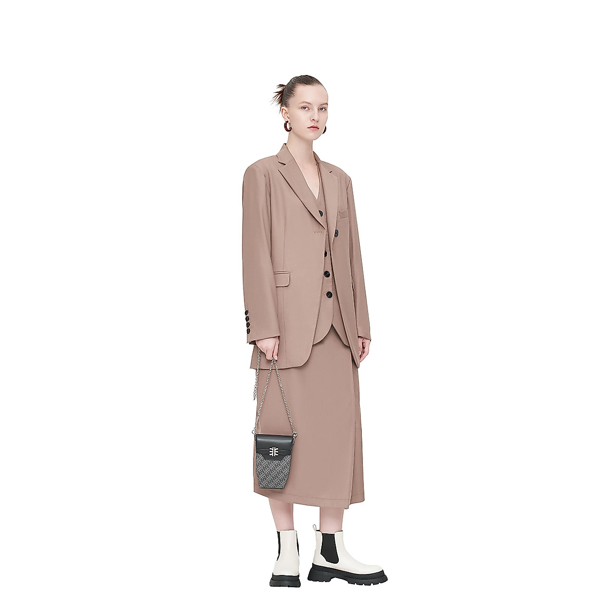 JW PEI FEI Chain Phone Case Women Mini Leather Phone Crossbody Bags (Brown)