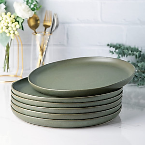 AmorArc Ceramic Dinner Salad Plates Set of 6, Wavy Rim 8.5 Inch Dish Set, The Dessert,Salad, Appetizer, Small Dinner etc Plate,Microwave, Dishwasher Safe, Scratch Resistant - Reactive Matte