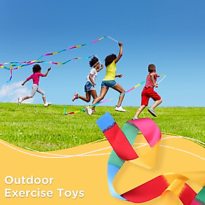 HiUnicorn 12PCS Rainbow Dance Wands Ribbon Streamers for Kids Gymnastics Rhythmic Dancing Twirling Sticks Silks Wands for Girls Circus Carnival Birthday Party Favors Rewards Gift