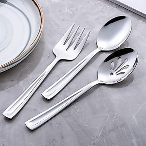 Hostess Serving Utensil Set, GoGeiLi 5-Piece Stainless Steel Flatware Silverware Serving Set, Include Pie Server, Serving Spoon, Slotted Serving Spoon, Serving Fork and Spreader Knife
