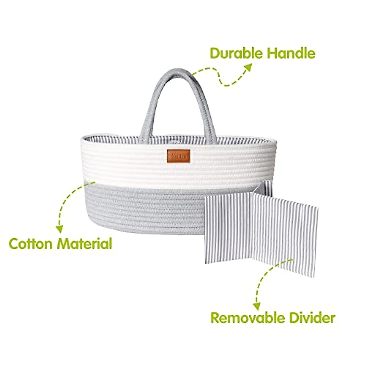 Meilleur Baby Diaper Caddy Organizer: Cotton Rope Diaper Caddy for Baby Girl & Baby Boy - large diaper caddy basket for Changing Table & Car - Baby Caddy with Removable Inserts - Portable Baby Basket