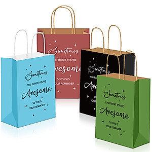 Noveread 40 Pcs Thank You Gift Bags with Handles Employee Appreciation Gift Bags Kraft Paper Party Favor Goodie Bags for Coworker Colleague Women Teacher Christmas Birthday Gift, 8.3 x 4.3 x 10.6 Inch