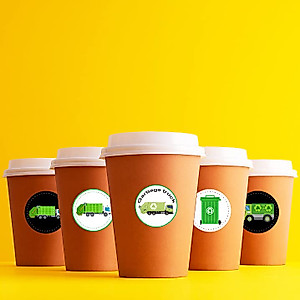 ATSMOICY 500PCS Garbage Truck Themed Party Decorations Labels Roll Stickers - Rubbish Truck Themed Baby Shower Birthday Waste Management Recycling Party Supplies Decorations Favors Stickers