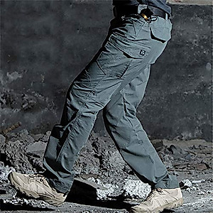MNXOIA Waterproof Tactical Military Pants Men Special Army Combat Cargo Pants Multi Pocket Rip-Stop Cotton Trousers Gray XXL