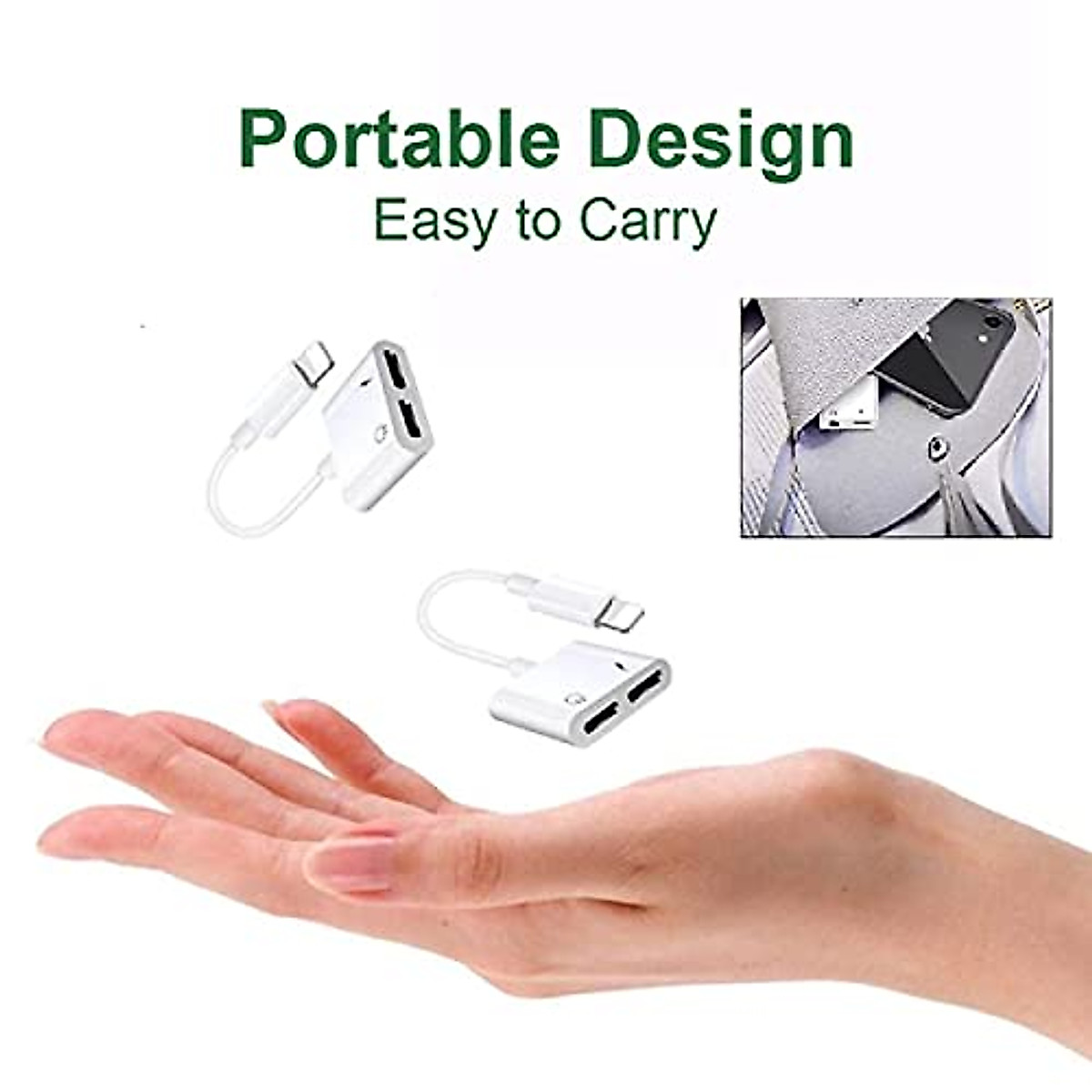 (2 Pack)[Apple MFi Certified] 2 in 1 Dual Lightning Adapter & Splitter for iPhone,Dongle Headphones Adapter Aux Cord 4 in 1 Music+Charge+Call+Volume Control Compatible for iPhone12/11/11 Pro/XS/XR /8