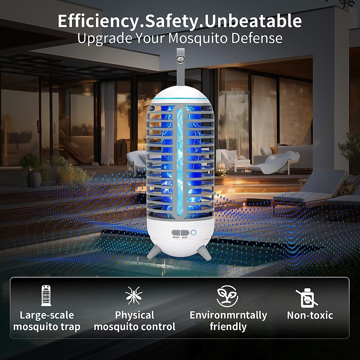 Bug Zapper, Mosquito Zapper Led Light 2 in 1 for Outdoor and Indoor, Wireless Electric Bug Zappers Battery Powered Rechargeable, Insect Fly Traps Fly Zapper for Home Backyard Camping Patio, White