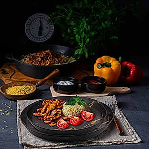 FELOVUWON Melamine Dinnerware Set 12Pcs Unbreakable Dinner Plates and Bowls Set for 4 BPA-Free Dishwasher Safe Dishes Set Suitable for Casual Indoor Outdoor Dining Party RV Camping (Black Marble)