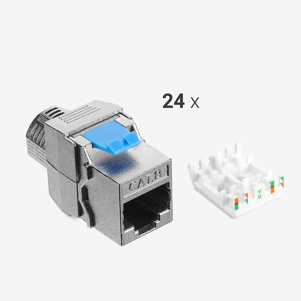 kwmobile Keystone Module Jacks - 24 Piece CAT-8 Shielded Keystone Jack RJ45 Cat 8 Ethernet Module 40 Gbit with Shielded Metal Housing