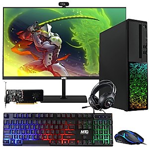 TechMagnet Gaming Desktop PC, Intel i5 6th Gen, Galaxy, 16GB RAM, 1TB SSD | 2TB HDD, MTG New 27 Inch 165HZ Gaming Monitor, RGB Keyboard Mouse, GT 1030, Headphone, Webcam, Win 10 Pro (Renewed)