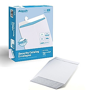100 9 x 12 SELF Seal Security White Catalog Envelopes - 28lb - Security Tinted, Ultra Strong Quick-Seal, 9x12 inch (38100)