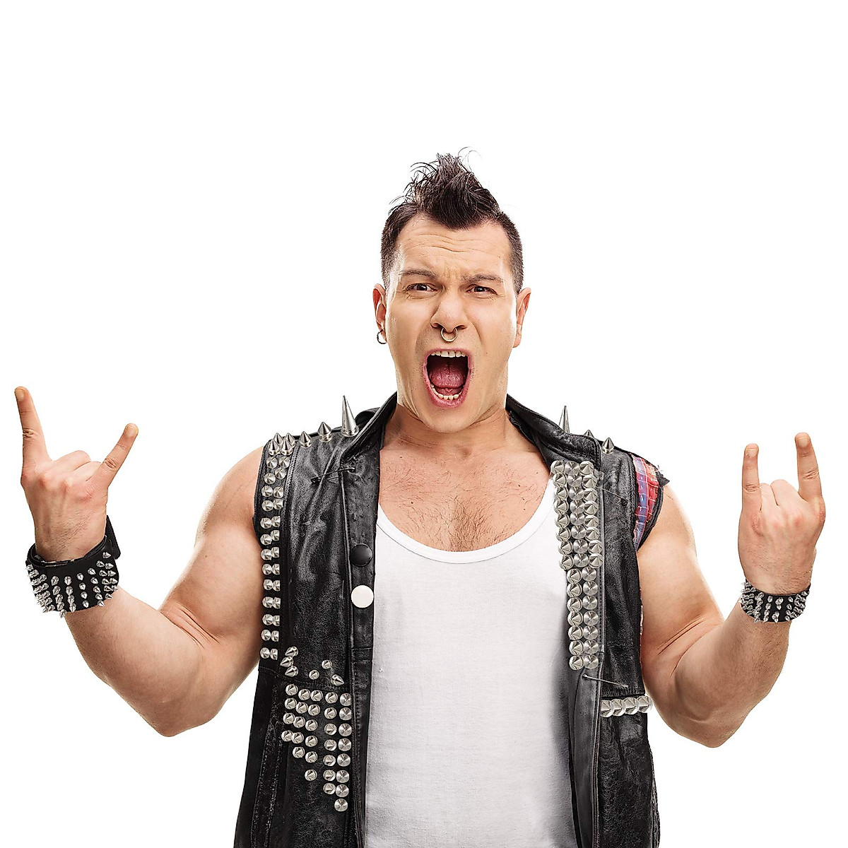 170 Pieces Multiple Sizes Cone Spikes Screwback Studs Rivets Large Medium Small Metal Tree Spikes Studs for Punk Style Clothing Accessories DIY Craft Decoration (Silver)