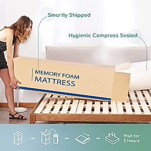 Airdown Queen Mattress, 10 Inch Memory Foam Mattress in a Box, Medium Firm Green Tea Queen Size Mattress for Cool Sleep & Pressure Relief, CertiPUR-US Certified, Made in USA, White