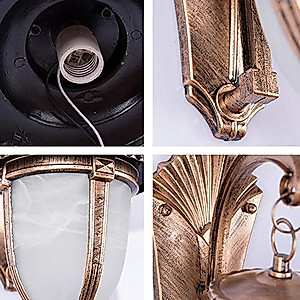 PEHUB Outdoor Exterior Wall Mounted Light Waterproof Patio Porch Aisle Wall Sconce Advanced Retro Industry E27 Edison Metal Wall Lamp Fixture Upgrade Brass Color Surface Retro Wall Light Exterior Ligh