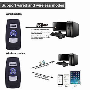 Mini 1D Bluetooth Barcode Scanner Wireless Bar Code Scanner 3-in-1 Bluetooth/USB Wired/2.4G Wireless Barcode Reader laser Code Scanner for Inventory Code Image Reader for Tablet iPhone iPad Android PC