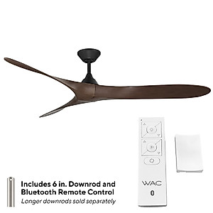 WAC Lighting Malibu Indoor and Outdoor 3-Blade Smart Ceiling Fan 70in Matte Black Dark Walnut with Remote Control works with Alexa and iOS or Android App