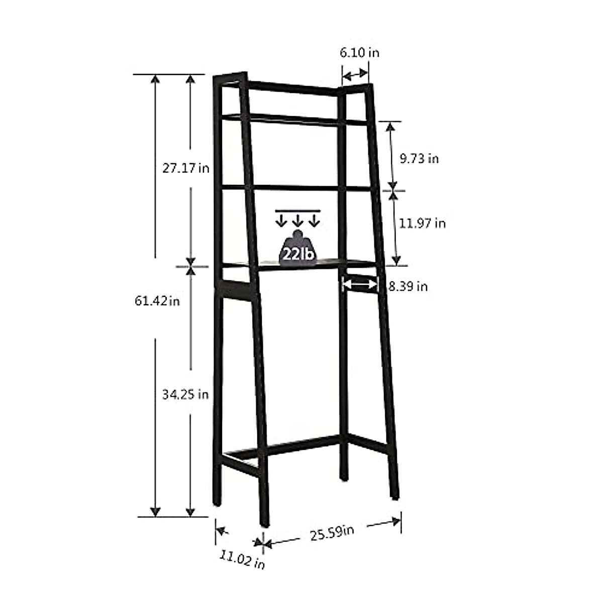 MallBoo Toilet Storage Rack, 3 -Tier Over-The-Toilet Bathroom Spacesaver - 100% Wood and Easy to Assemble