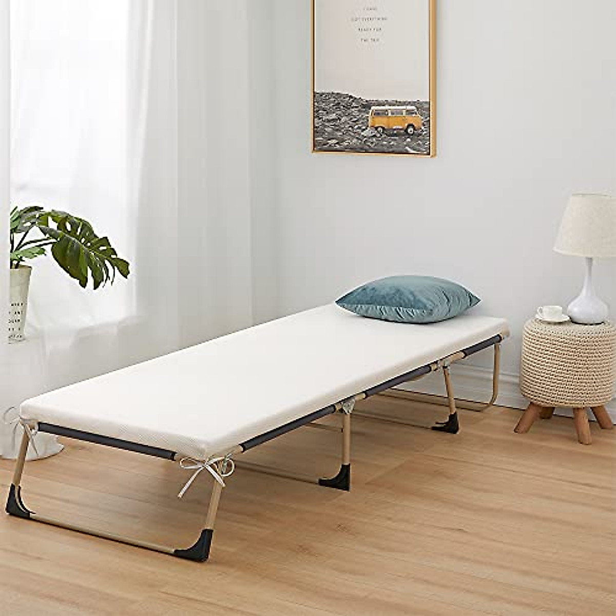 Jamdok Cot Mattress Topper,Camping Mattress,Portable Folding Sleep Mat,Roll Up Mattress,Narrow Twin High Density Ventilated Mattress Pad(75 x 30 X2 inches)