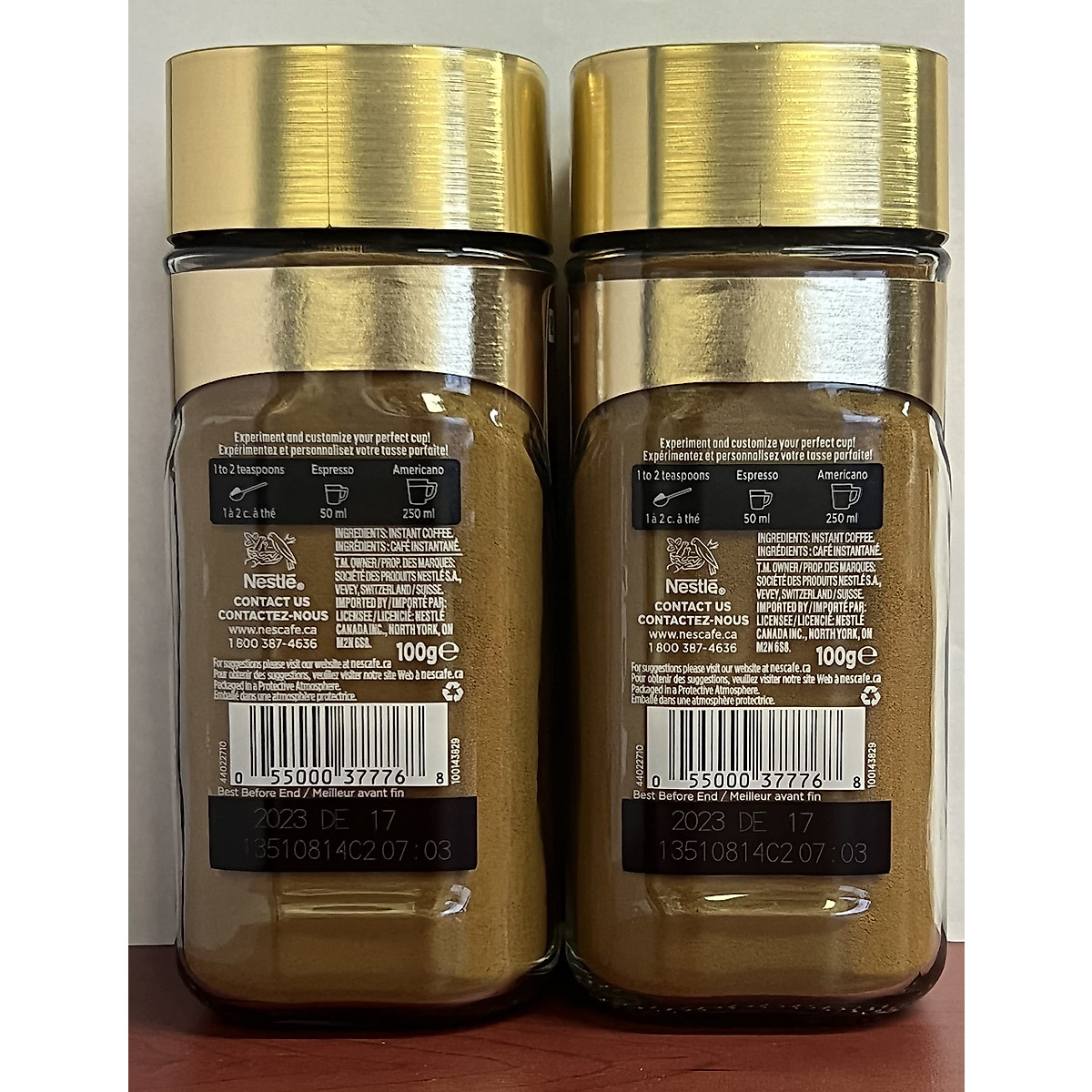 NESCAFE Gold Espresso Instant Coffee, 100g/3.5oz, Jar (2 Pack), {Imported from Canada}