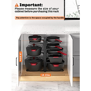 MUDEELA Pots and Pans Organizer for Cabinet 8-Tier Adjustable Heavy Duty Pan Organizer Rack for Cabinet, Pot Organizer Rack for Kitchen Cabinet Organization & Storage