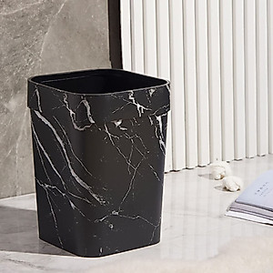 Zerodeko Waste Basket Square Small Trash Can Plastic Small Wastebasket Black Garbage Container Bin Garbage Can for Home, Kitchen, Bathroom, Office (14 L) Black Bathroom Decor