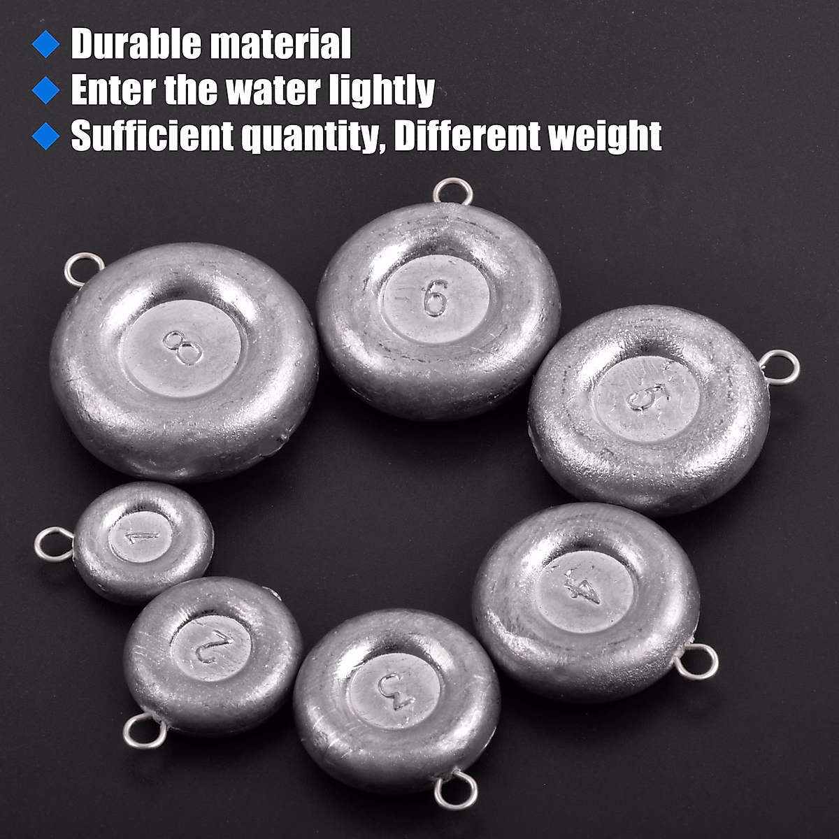 OROOTL Fishing Sinkers Disc Weights Coin Sinkers Weights Saltwater Surf Fishing Weights Flat Fishing Sinkers and Weights Catfishing Gear Tackle Kit 8oz 6oz 5oz 4oz 3oz 2oz 1oz