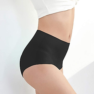 FallSweet No Show High Waist Briefs Underwear for Women Seamless Panties,Pack of 4 (Black4, L)