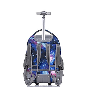 Tilami Rolling Backpack 18 Inch with Pencil Case School for Boys Girls, Galaxy