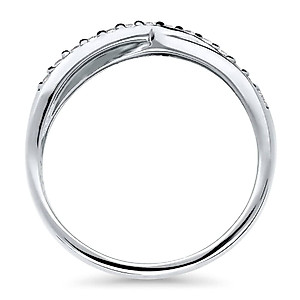 BERRICLE Sterling Silver Infinity Cubic Zirconia CZ Criss Cross Fashion Ring for Women, Rhodium Plated Size 5.5