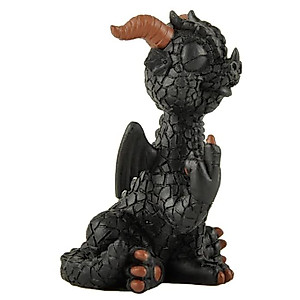 Baby Black Dragon Raising Middle Finger Funny Figurine - Home Décor Art Housewarming Gift, New Home Gift Ideas for Women Men Friends, New Apartment Gift Ideas Decor, Unique Housewarming Gifts