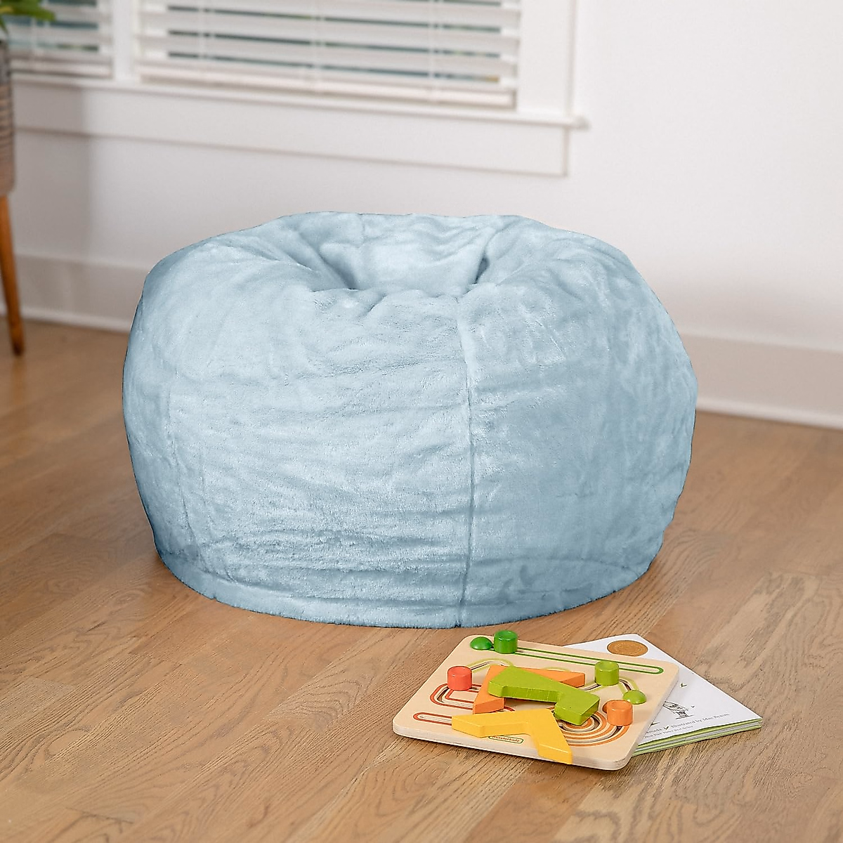 Flash Furniture Dillon Small Teal Furry Bean Bag Chair for Kids and Teens