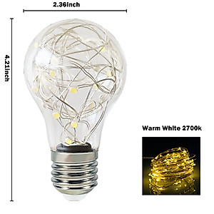 HOWORR Decorative Light Bulb, 2W LED Fairy Light Bulbs, 15W Equivalent Cute Light Bulbs for Pendant Light Fixtures, Bedroom, Living Room, Christmas, Wedding, Warm White, E26 Base