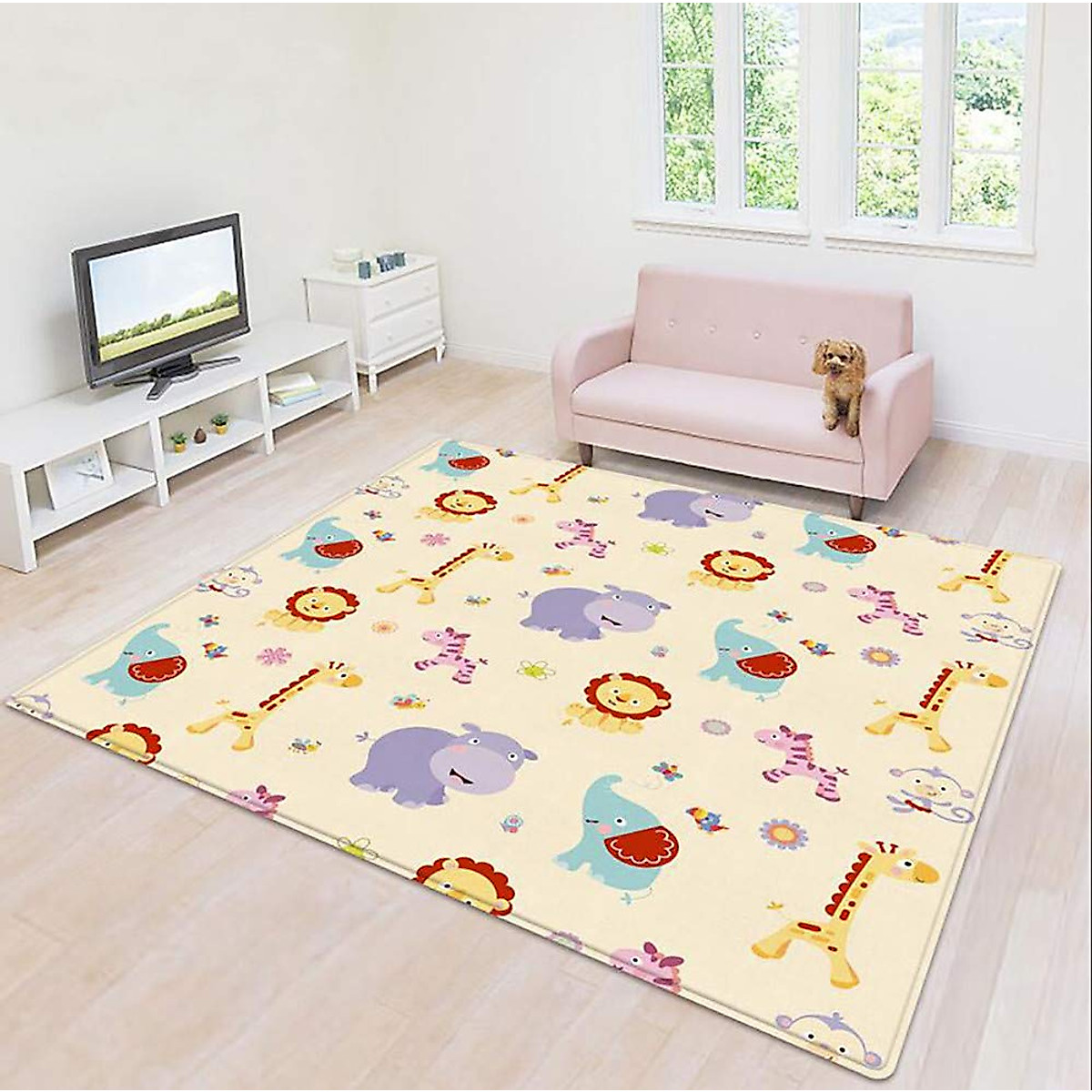 Baby Folding Mat,Large Tummy Time Folding Baby Crawling Mat Outdoor or Indoor Use, Waterproof Portable Double Sides Crawling Mats Cute Cartoon,Non Toxic for Kids Toddler Rug (70 x 59 x 0.2 inches)