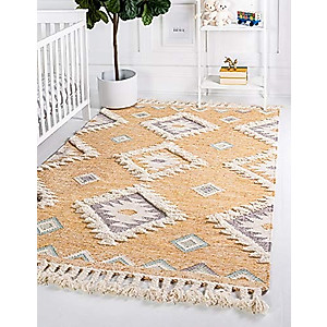 Unique Loom Mesa Collection Geometric, Natural Fibers, Southwestern, Bohemian Area Rug (2' 0 x 3' 0 Rectangular, Yellow/ Ivory)