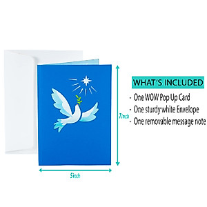 Dove Bird,WOW Greeting Pop Up 3D Card For All Occasions,Peace, Birthday, Love, Christmas, Grace, Holy Spirit, Hope,Personalized With Insert Message Note,Handcrafted With Love,Proud USA Brand