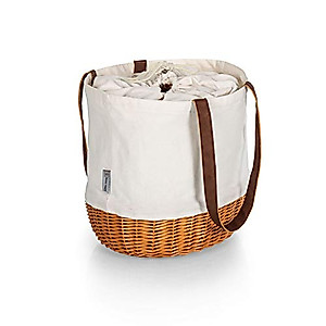 Picnic Time - A Picnic Time Brand Coronado Canvas and Willow Basket Tote, (Beige Canvas)
