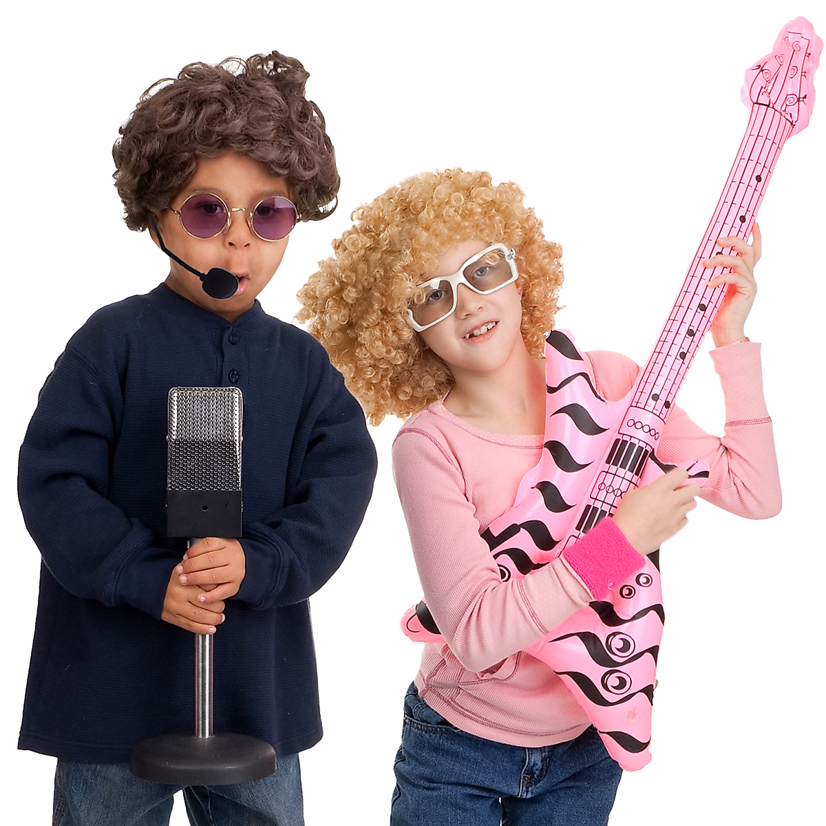 4E's Novelty Rockstar Costume Accessories Headset Prop - Fake Rock Star Singer Microphone and Headphones Halloween Costume Accessory for Kids & Adults Men Women Boys Girls,