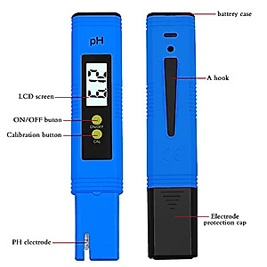 COMUSTER PENPH pH Pen,Digital Water Meter,pH Meter for Hydroponics Digital pH Test Pen 0.01 High Accuracy Pocket Size with 0-14 PH Measurement Range for Home Drinking,Swimming Pools and Aquariums,Blue