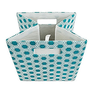 DII Collapsible Polyester Storage Cube, Honeycomb, Teal, Large