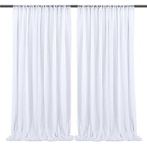 10x10ft White Backdrop Curtains for Parties Wedding Wrinkle Free Sheer Tulle Backdrop Curtain Drapes
